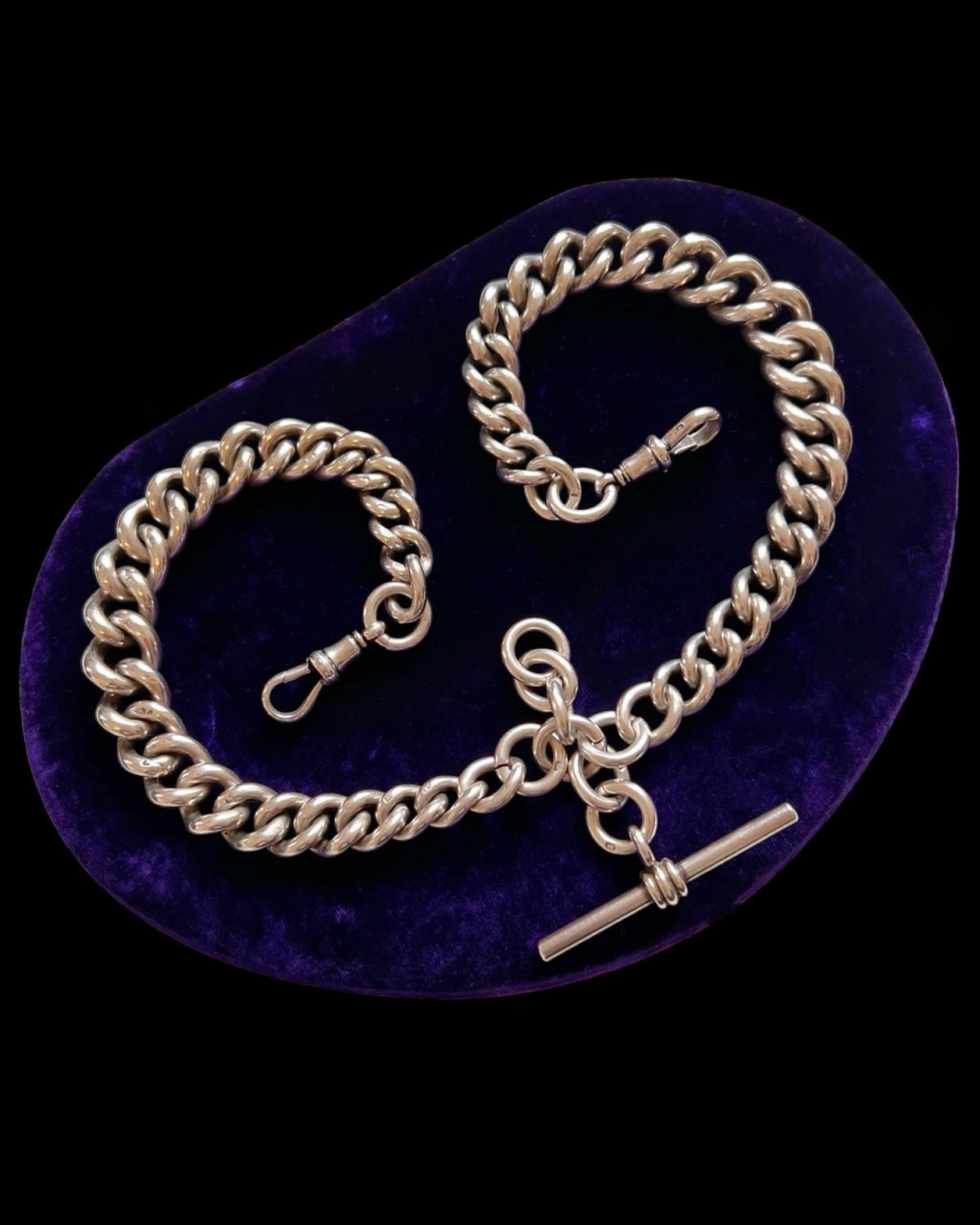EDWARDIAN HEAVYWEIGHT SILVER DOUBLE CURB ALBERT CHAIN – The Old Cut